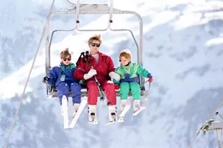 A princesa Diana co príncipe Guillermo e o príncipe Harry nos Alpes Suíza 1991