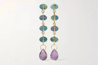 Melissa Joy Manning 14k recycled gold opal at amethyst na hikaw 1505 netaporter.com