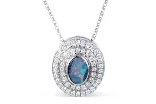 'Ang Alice blue opal at diamante' Eclipse pendant 3505 alicevancal.com