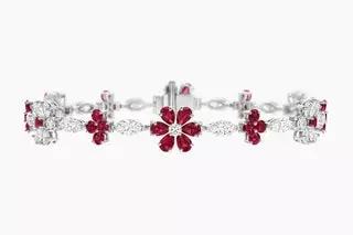 Harry Winston ForgetMeNot Rubeno kaj Diamanta Brakringo POA harrywinston.com