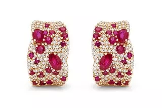 Perhiasan Effy 14K emas konéng ruby jeung anting inten 3524 effyjewelry.com