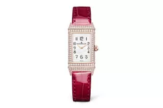 JaegerLeCoultre Reverso One Precious Flowers pink arum ሮዝ ወርቅ እና የቆዳ ማሰሪያ የእንቁ መደወያ እናት የሆነች...