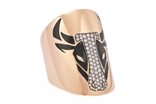 18karat rose gold brilyante at enamel ring 4960 Diane Kordas sa NetaPorter