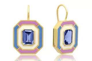 18K YG Dietrich Tanzanite Емаль сережки 5620 Sig Ward