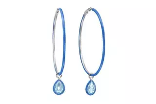 Topaz biru emas putih 18kt lan gelang pesona enamel biru 5150 Nina Runsdorf kasedhiya kanggo preorder ing Ōnce