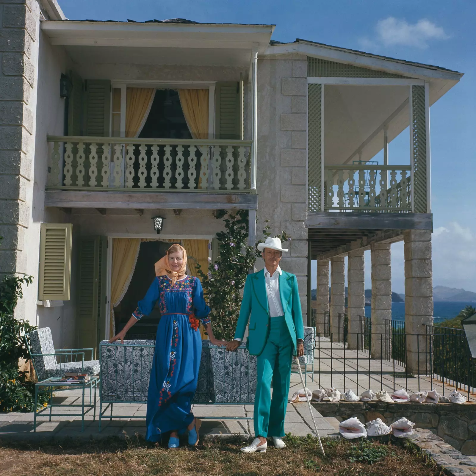 Lady Anne mit ihrem Ehemann Colin Tennant auf der Insel Mustique im Jahr 1973