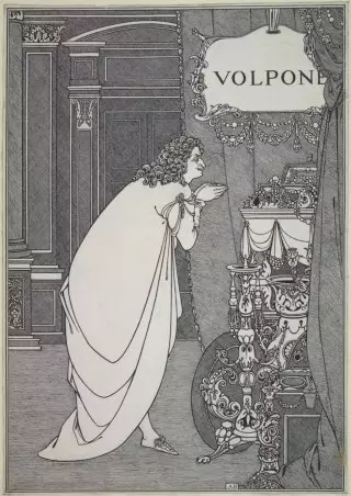 Volpone Adoring sengem Schatz 1898 Tënt iwwer Grafit op Pabeier