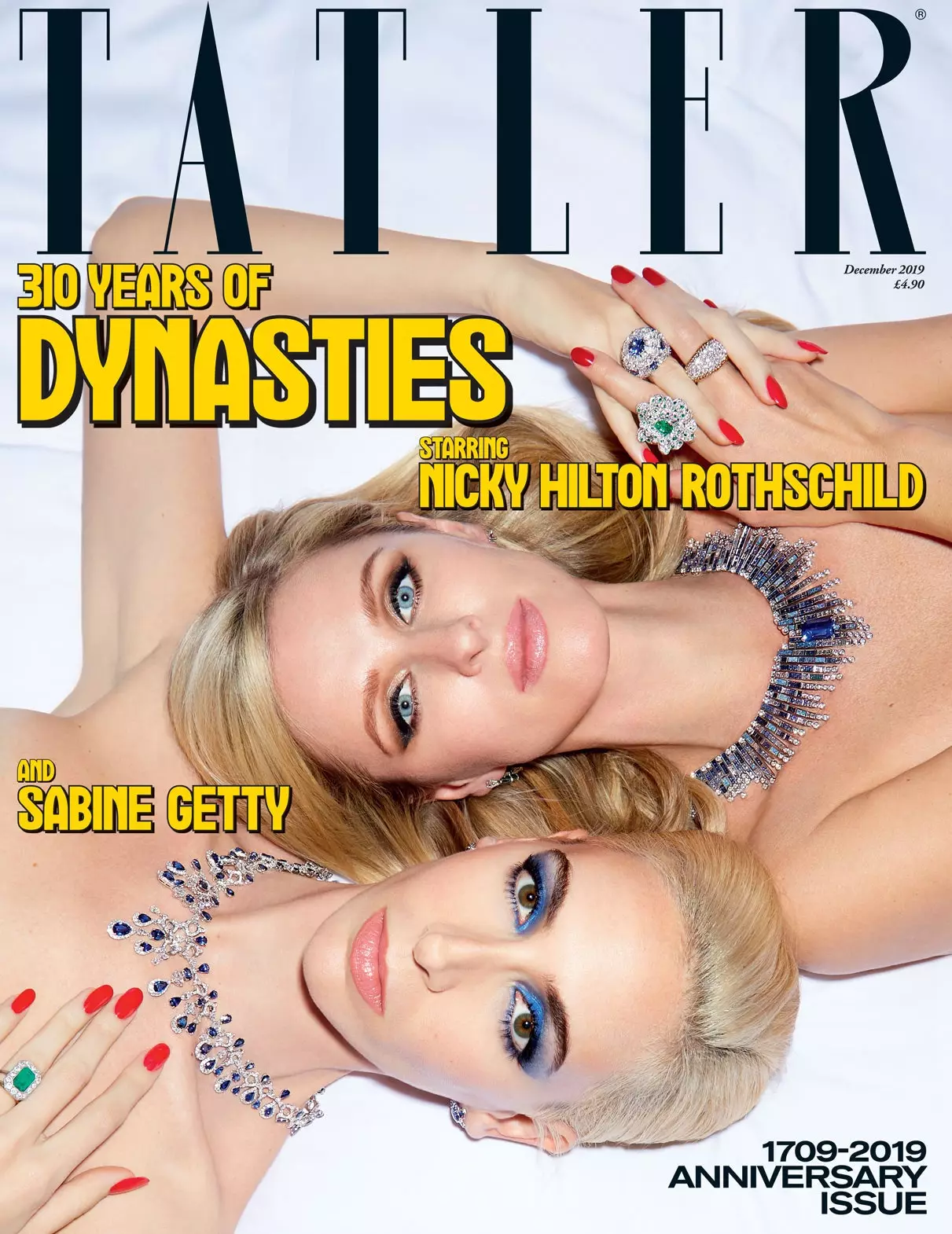 Sabine Getty e Nicky Hilton Rothschild na capa da edição de assinantes da Tatlers de dezembro de 2019