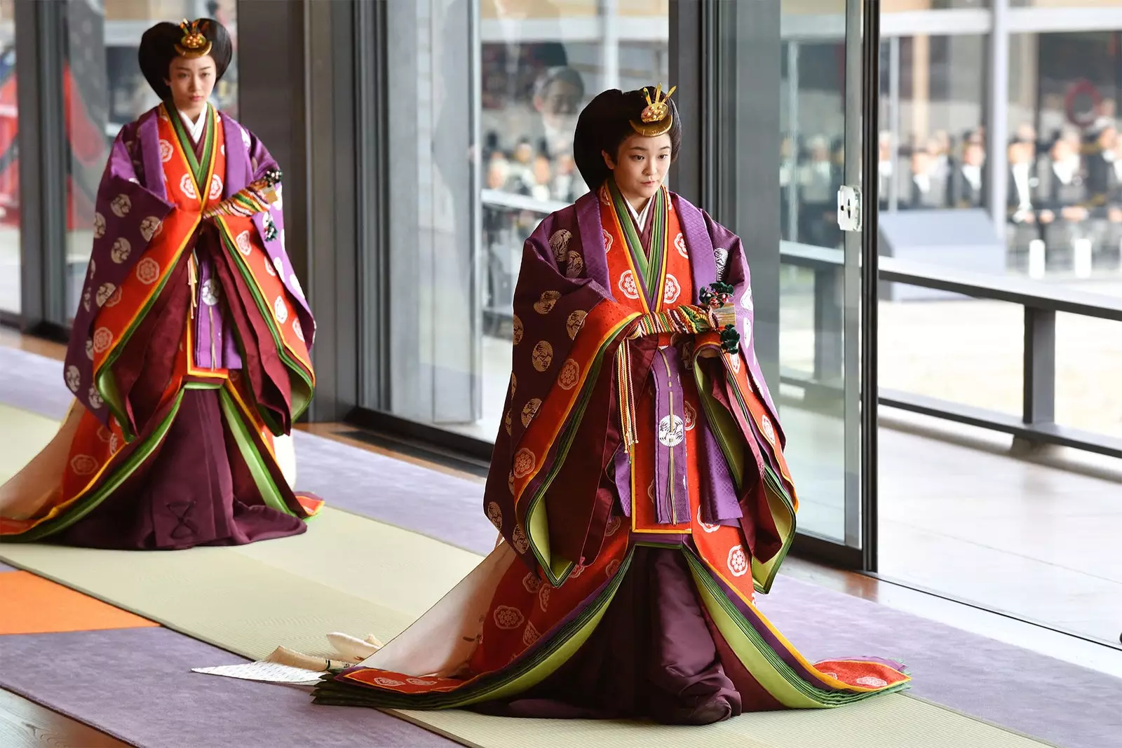 Putri Mako nalika upacara penobatan Kaisar Naruhito di Istana Kaisar di Tokyo 2019