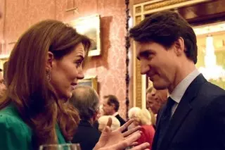 Die hertogin van Cambridge en premier Justin Trudeau