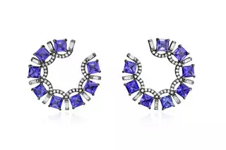 Les Jardins tanzanite and Diamond frontal hoops 22235 ninarunsdorf.com