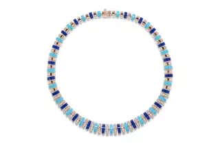 Asiah Necklace Lapis እና Turquoise POA davidmorris.com