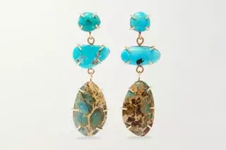 Orecchini variscite e turchesi in oro riciclato 14 carati 1435 netaporter.com