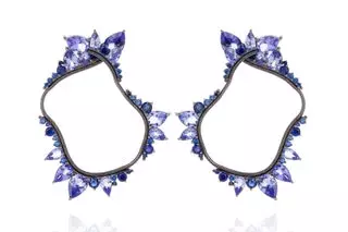 18kt Black Rhodium Plated Gold እና Tanzanite Electric Earrings POA fernandojorge.com