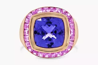 Cincin Tanzanite Potongan Kusyen dalam Emas Mawar 15600 pragnell.co.uk