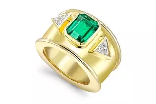 Cincin bom dina emas anu nampilkeun zamrud sareng inten kalayan batu lahir alternatif sayogi ku pesenan bespoke ti 22750...