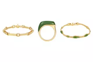 Doppelt gedehntes Gelbgold-Synchronarmband 8650 fernandojorge.co.uk Gelbgold und Nephrit-Jade-Synchronisation...