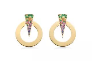 ROBINSON PELHAM Strike Rainbow anting disetél sareng sapphires sareng tsavorite dina emas konéng 5900 robinsonpelham.com