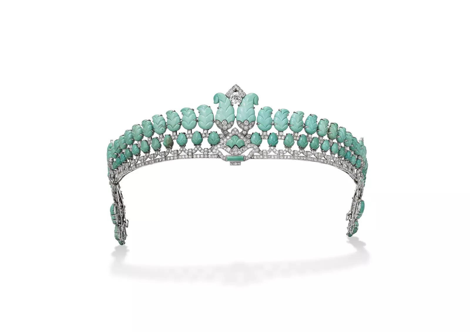 Tiara berlian dan pirus Cartier London 1936 dengan motif 'boteh' Persia Koleksi Cartier.