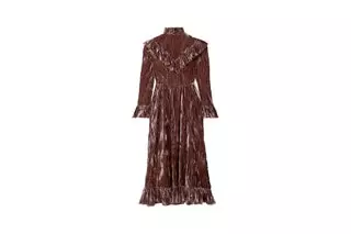 Batsheva Carol Ruffled Crushedvelvet Maxi Hnav 350 netaporter.com Batsheva ntes ib txwm nyiam nrog lawv cov ...