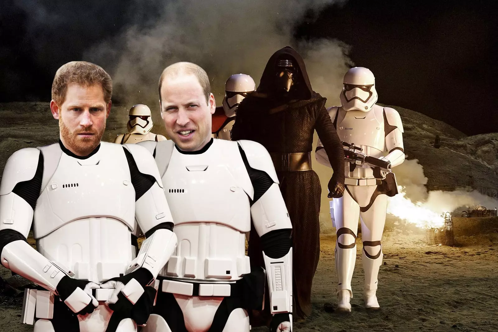 Andron'ny Star Wars 2016 Prince William Prince Harry Star Wars Stormtroopers Duke of Cambridge nitsidika ny studio Pinewood