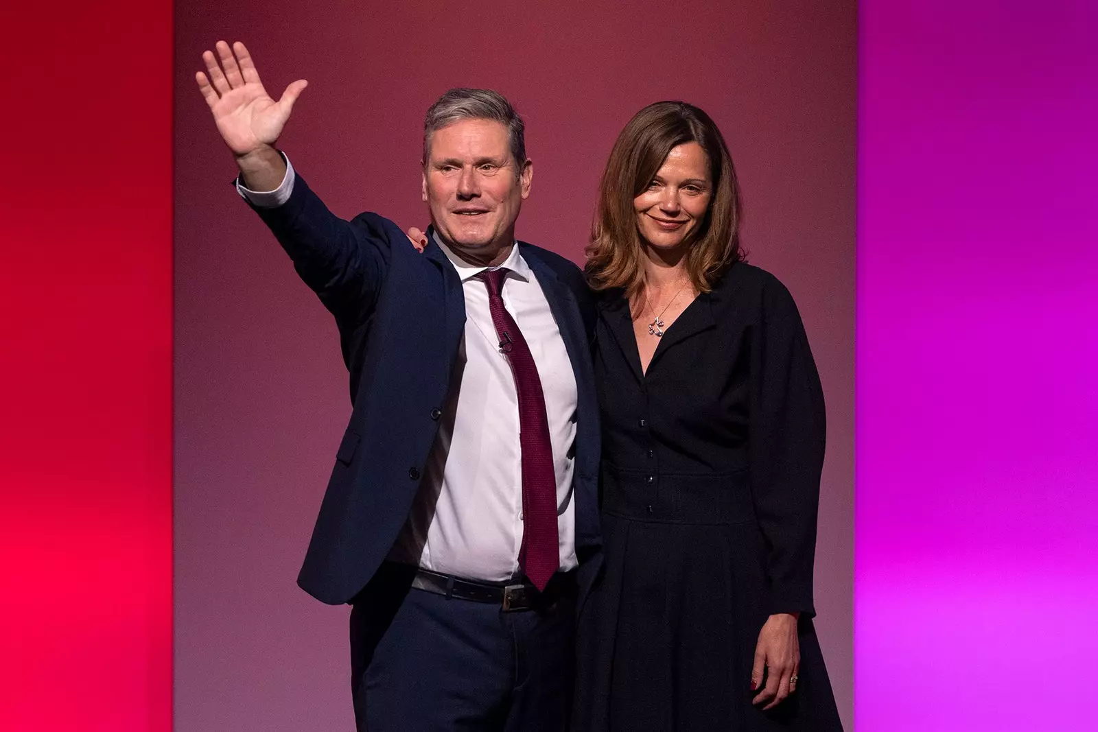 Sir Keir Starmer et Victoria après son discours d'ouverture à la Conférence du travail à Brighton