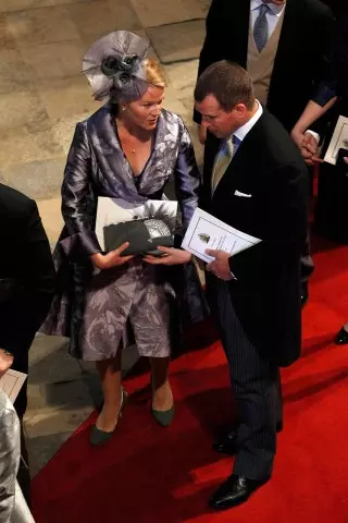 Peter und Autumn Phillips bei der Hochzeit des Herzogs und der Herzogin von Cambridge in der Westminster Abbey im Jahr 2011.