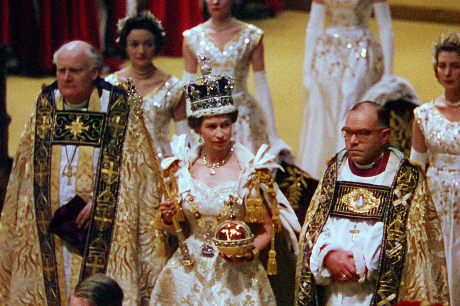 Die koningin tydens haar kroning in 1953