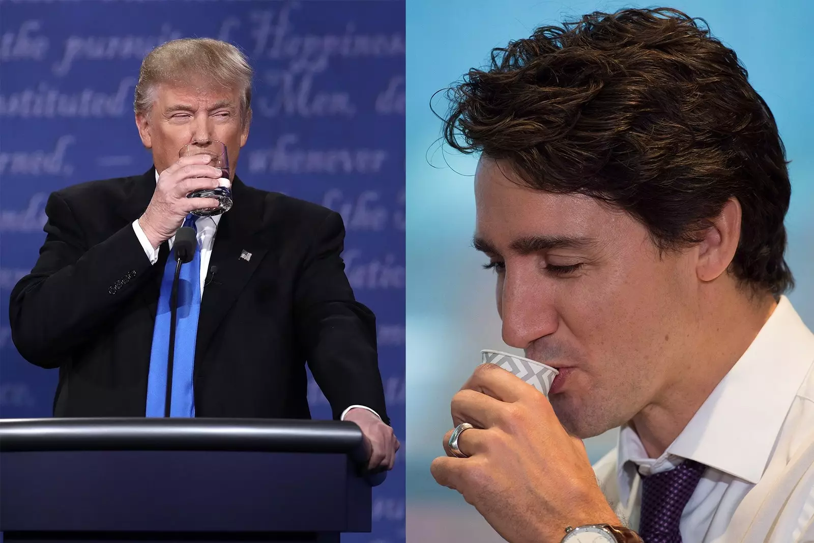 Donald Trump dipo Justin Trudeau ninu awọn aworan