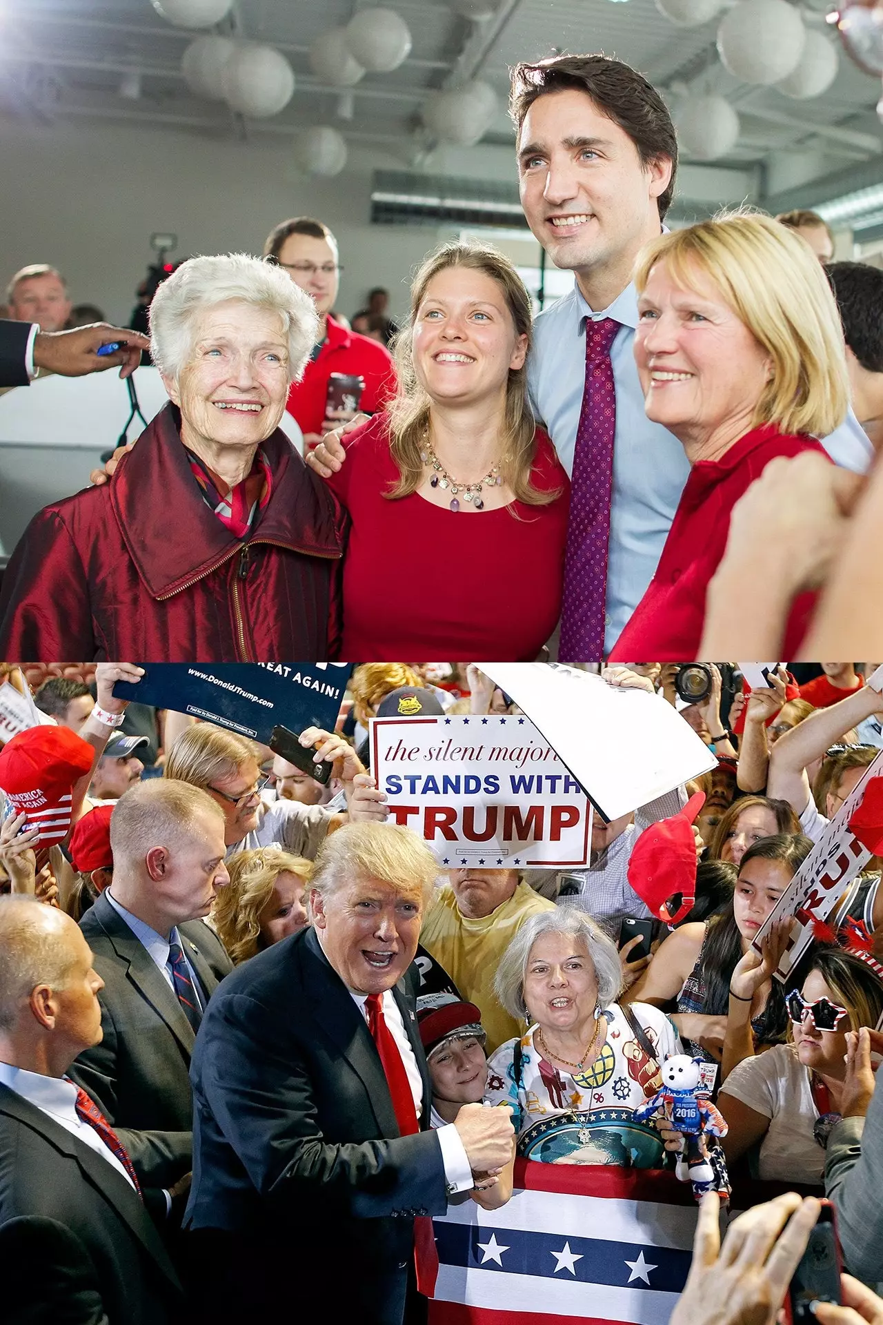 写真のドナルド・トランプ対ジャスティン・トルドー