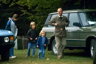 Kráľovská princezná Peter Phillips Zara Phillips a vojvoda z Edinburghu na Windsor Horse Show 1985