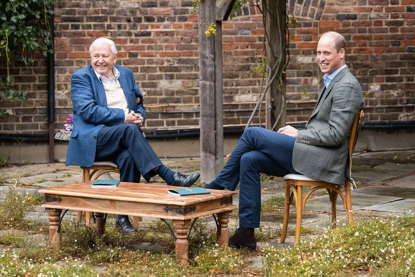 De hertog van Cambridge met Sir David Attenborough