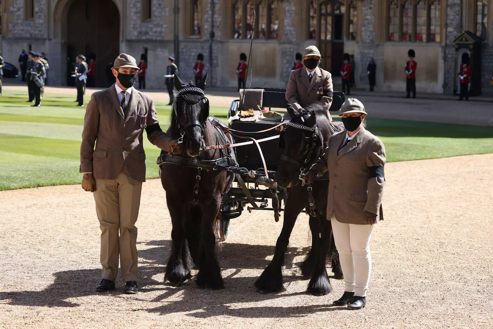 La voiture préférée du duc avec deux poneys Fell Balmoral Nevis et Notlaw Storm