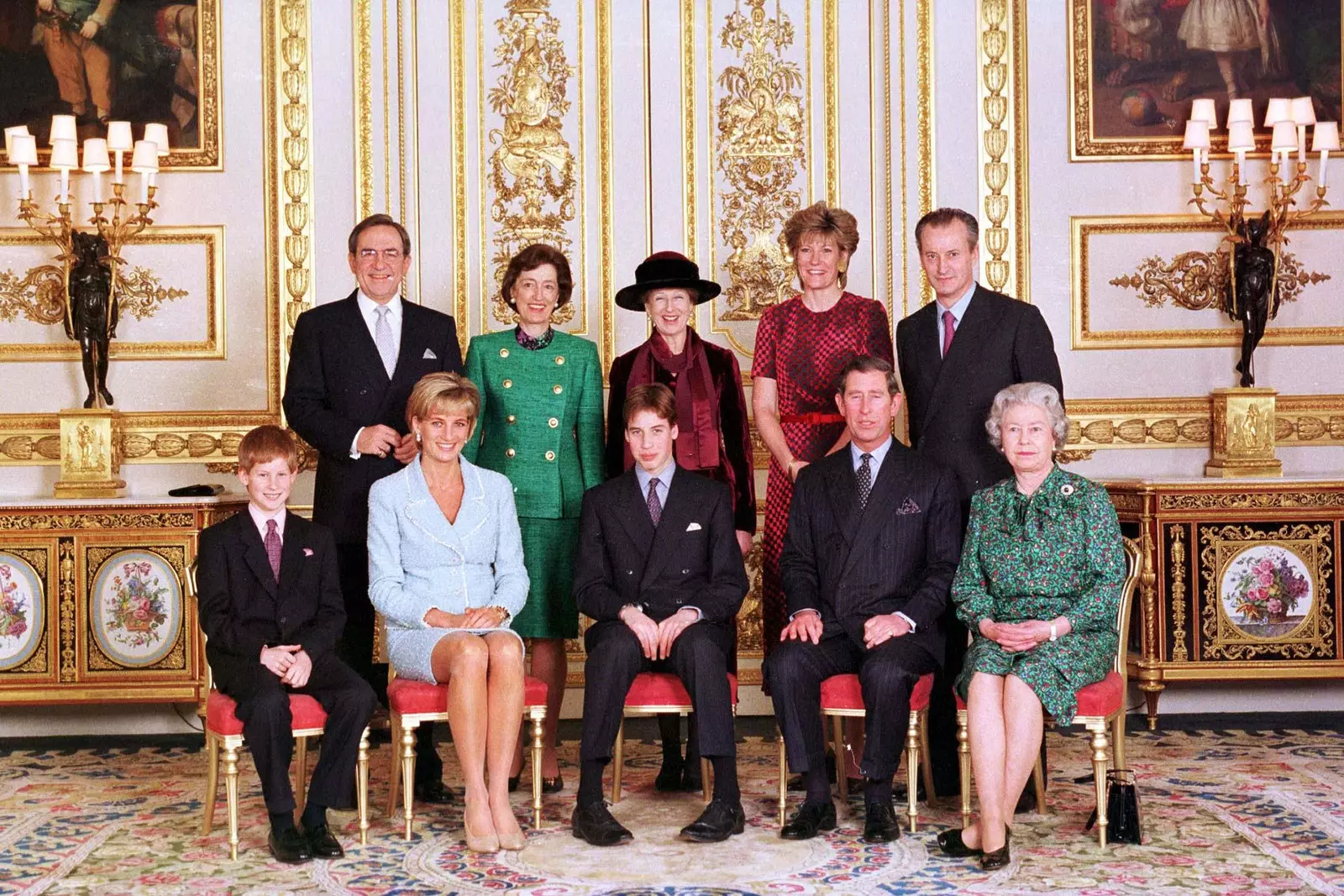 Mpanjaka Constantine Lady Susan Hussey Princess Alexandra ny Duchess of Westminster Lord Romsey Prince Harry Princess Diana...