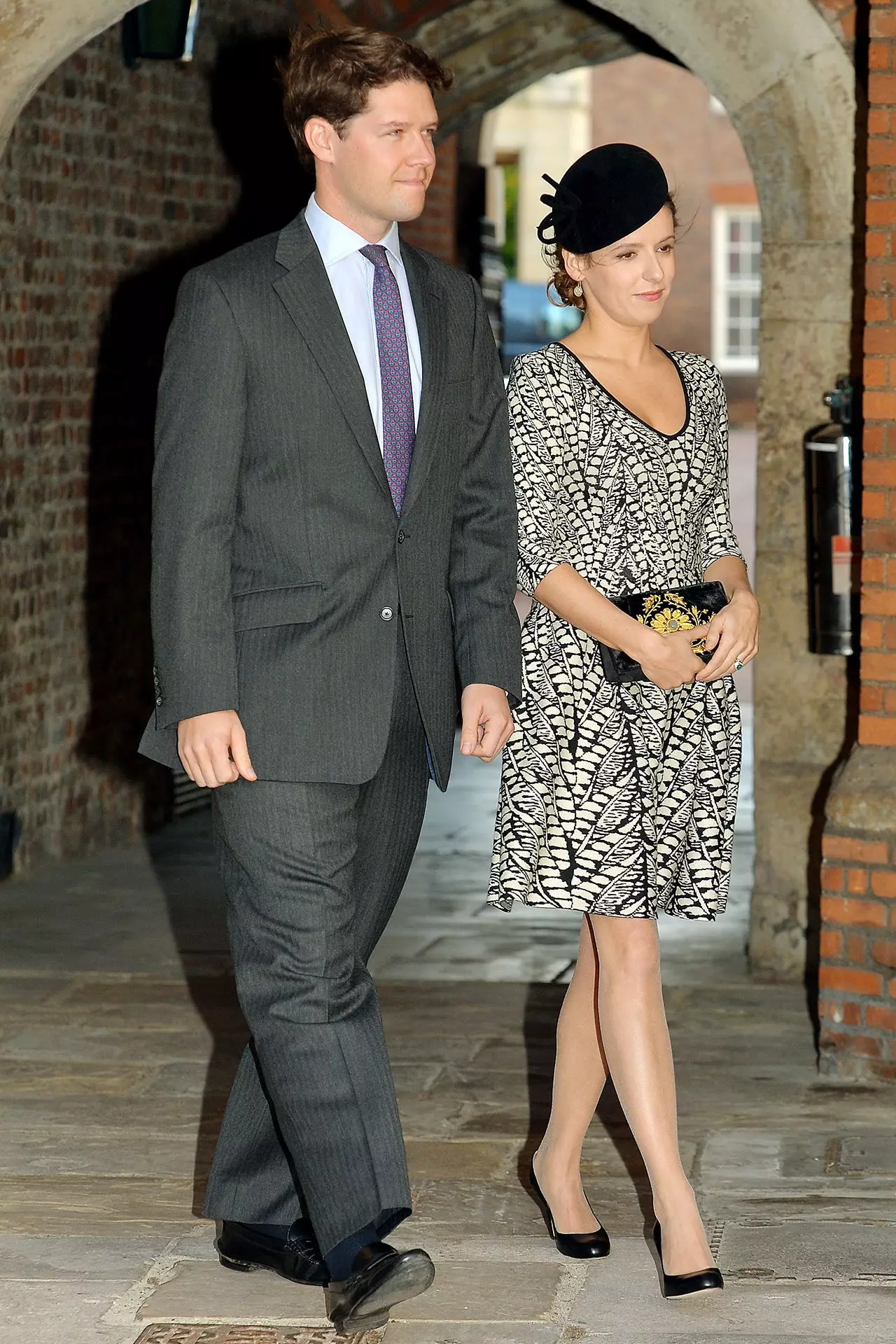 Emilia Jardine Paterson und ihr Ehemann David treffen zur Taufe des Sohnes in der Chapel Royal im St. James's Palace ein.