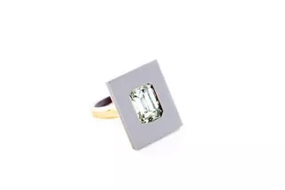 Emerald Cut Diamond Gray Ceramic and Yellow Gold Ring POA by TAFFIN www.taffin.com