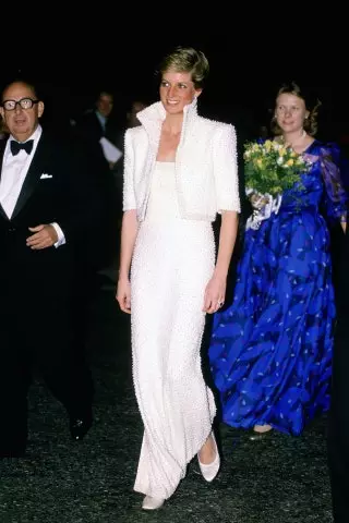 Diana Princess of Wales bij de British Fashion Awards 1989.