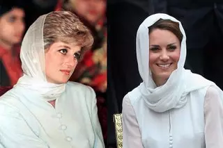 Sowohl Prinzessin Diana im Jahr 1996 als auch die Herzogin von Cambridge im Jahr 2012 entscheiden sich für einen eleganten weißen Salwar Kameez mit dem...