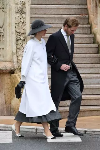 Aangekomen bij de kathedraal van Monaco met haar man tijdens de Monaco National Day Celebrations 2019