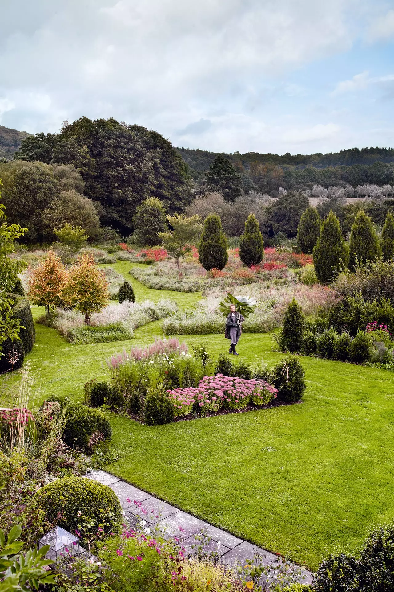 Tania en los jardines de Spilsbury Farm.