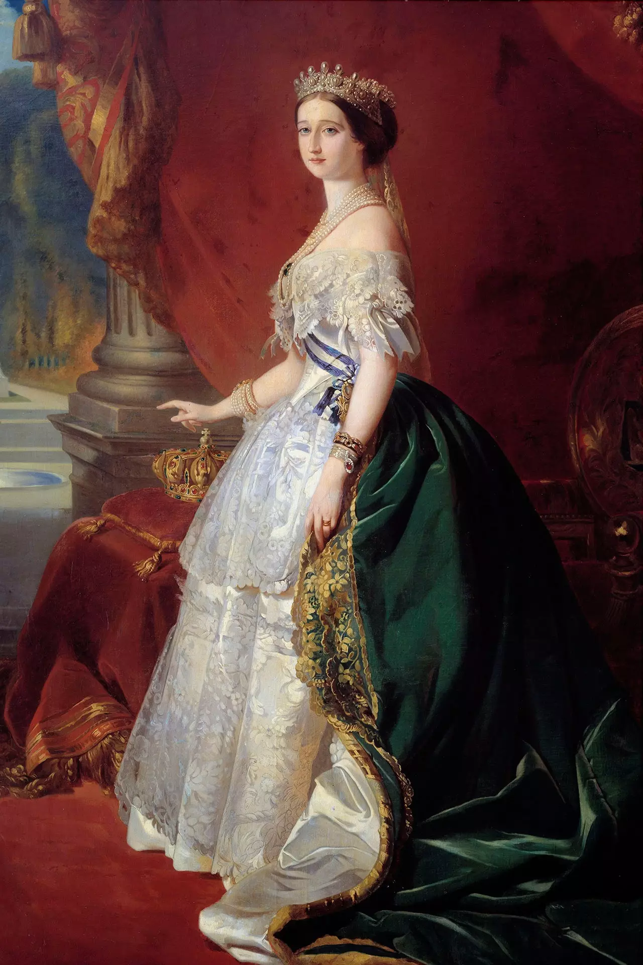 Porträt der Kaiserin Eugenie mit der Perlen-Tiara von Franz Xaver Winterhalter