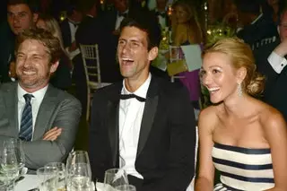 Gerard Butler Novak Djokovic ug Jelena Ristic