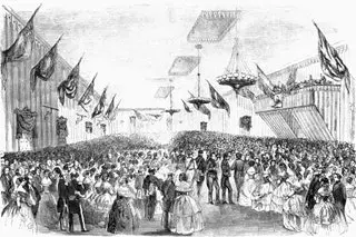 Bọọlụ Inaugural James Buchanan emere n'ụlọ arụrụ maka ebumnuche ya na Judiciary Square Washington D.C 1857