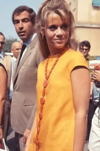 Jane Fonda en haar lewensmaat die Franse regisseur draaiboekskrywer en vervaardiger Roger Vadim woon die 1966 Venesië-rolprentfees by